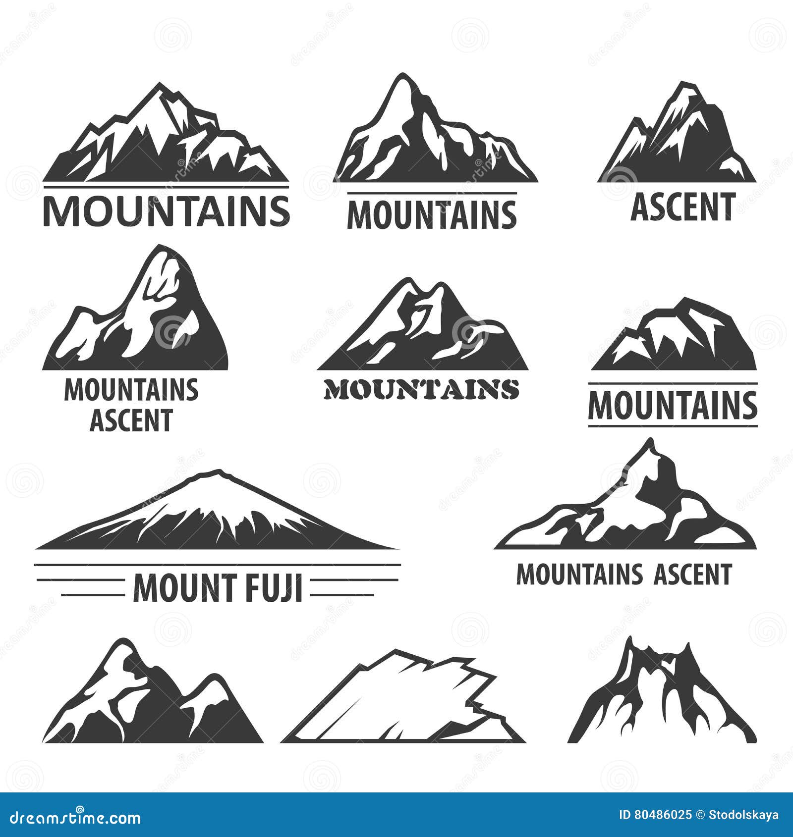 Mountain Peaks Emblems - Alpinism and Ascent Stock Vector ...