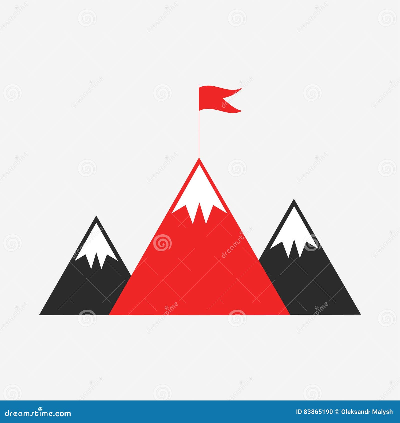 Mountain peaks with flag stock vector. Illustration of performance ...