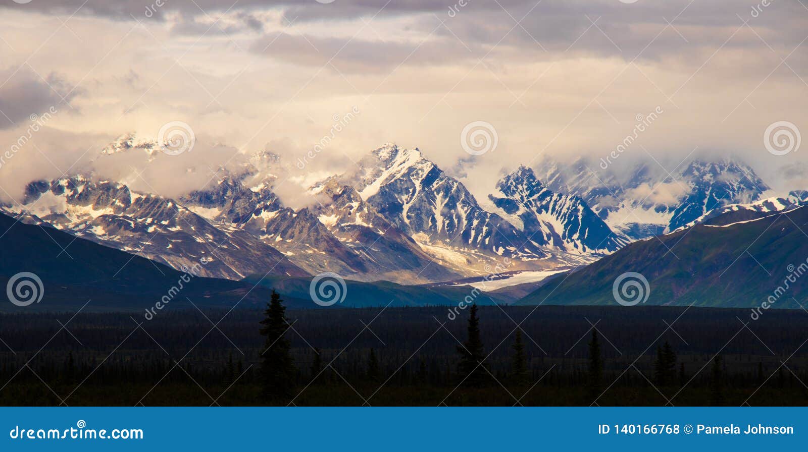 Mountain Peaks Rise Over the Alaskan Plains Stock Photo - Image of ...