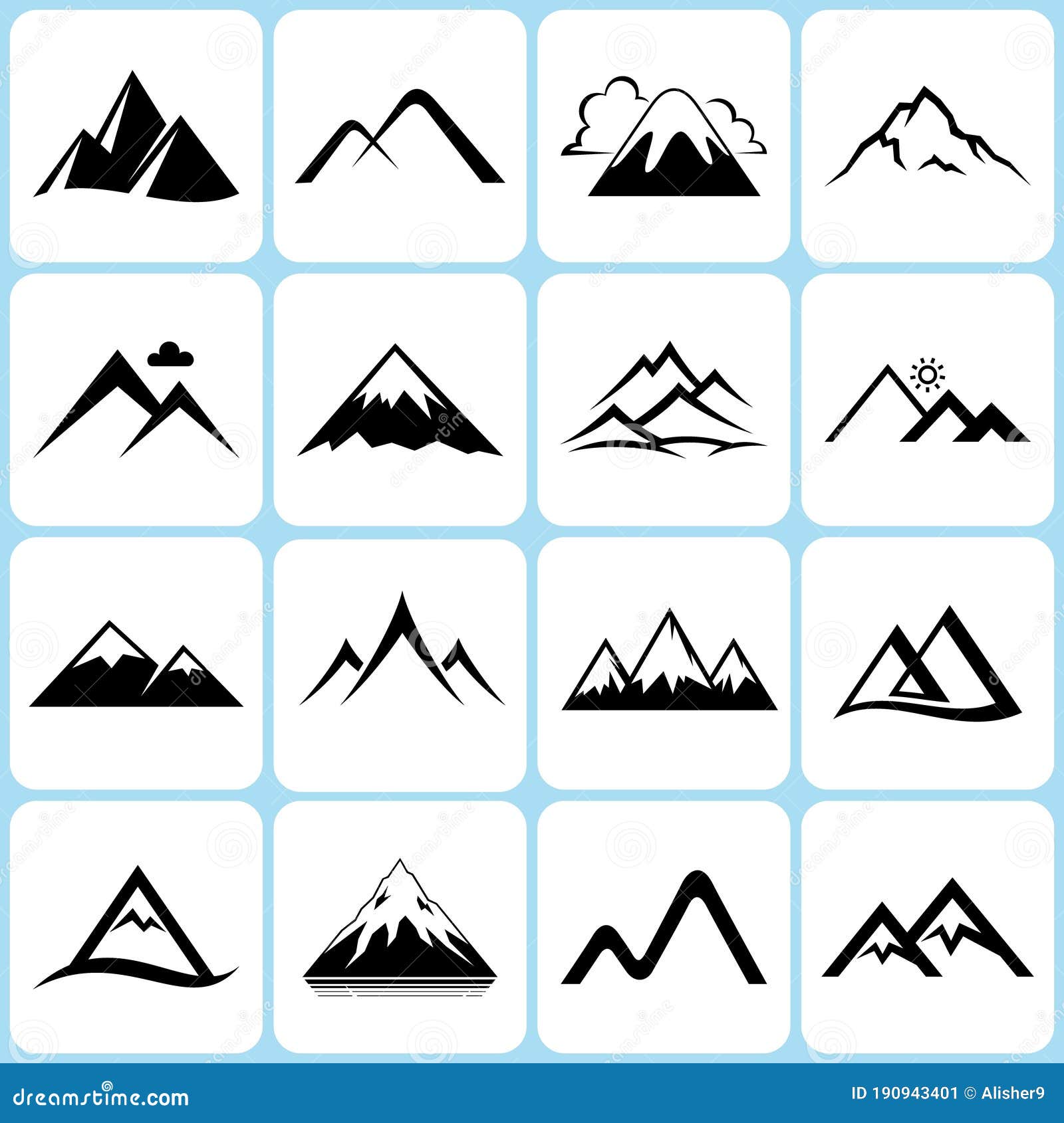 Mountain Peaks Signs Logo Set Stock Vector - Illustration of climb ...