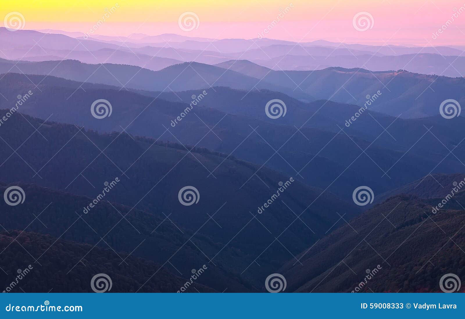 Mountain Peaks at Sunset Haze Stock Image - Image of idyllic, hill ...