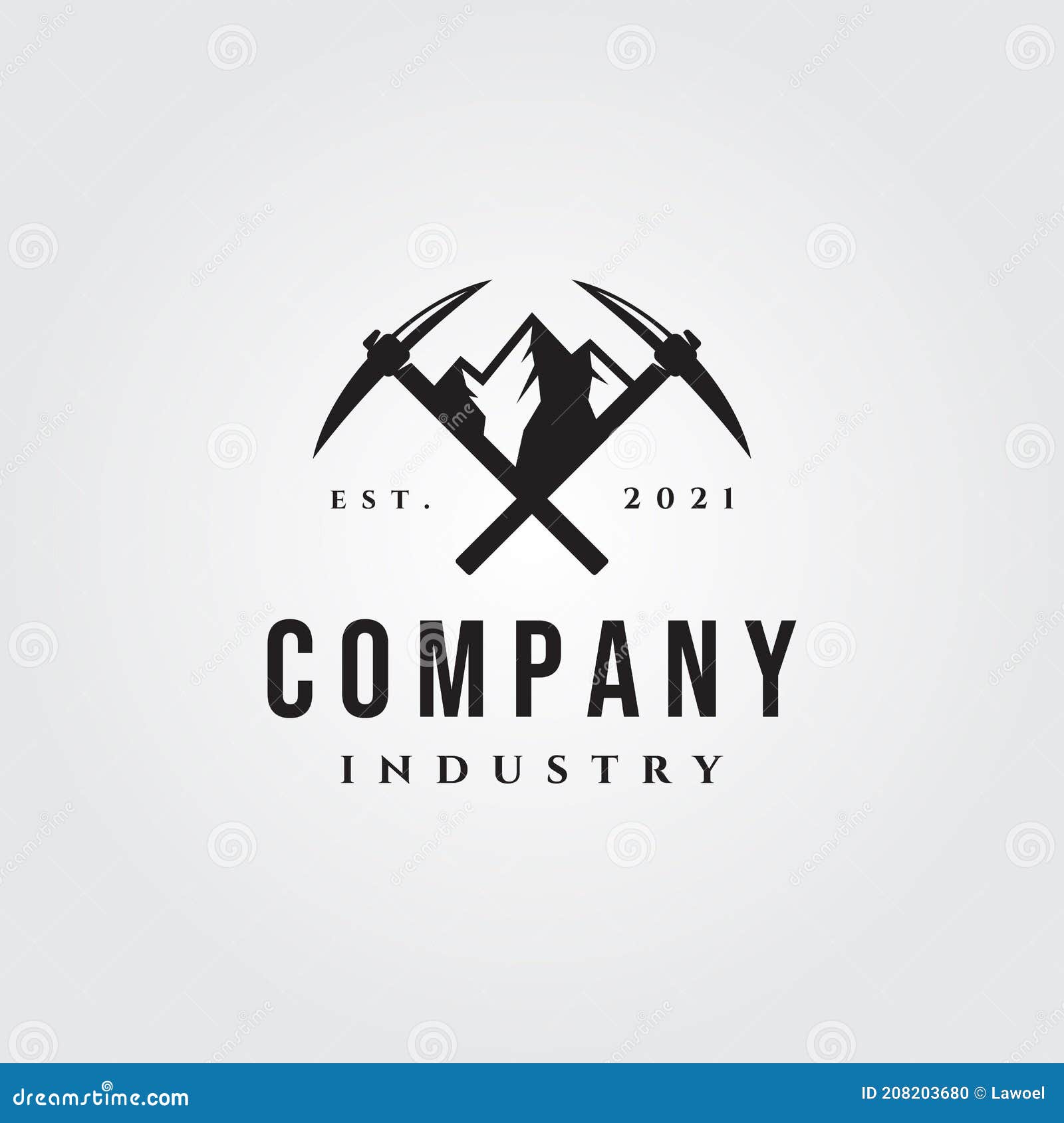 Mountain Pickaxe Vintage Logo Vector Symbol Illustration Design Stock ...