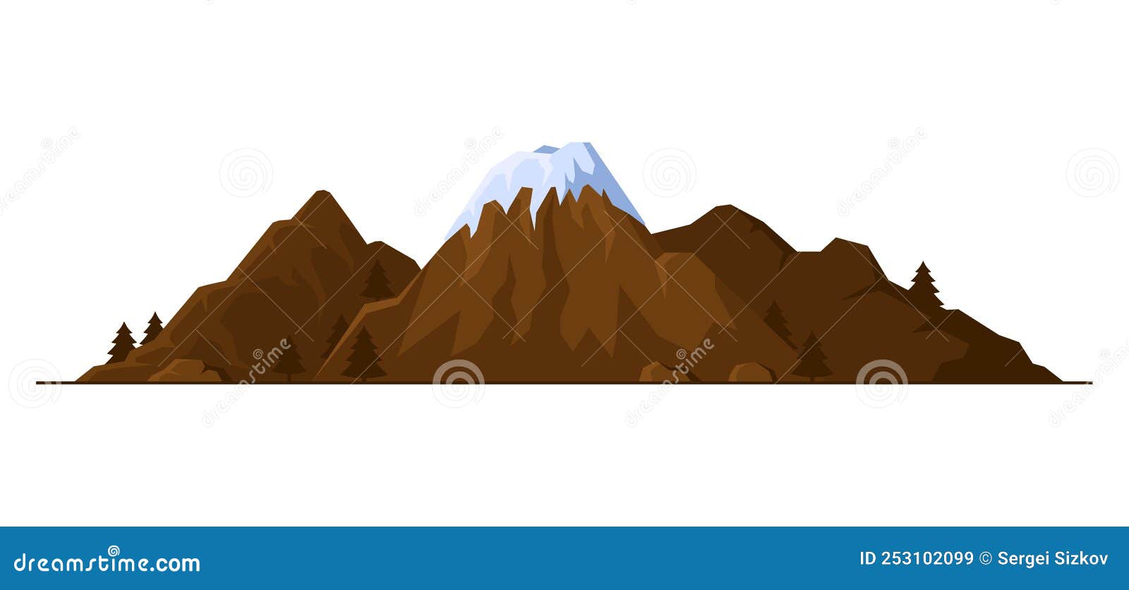 Mountain with Pine Trees Landscape on White Background. Vector Stock ...