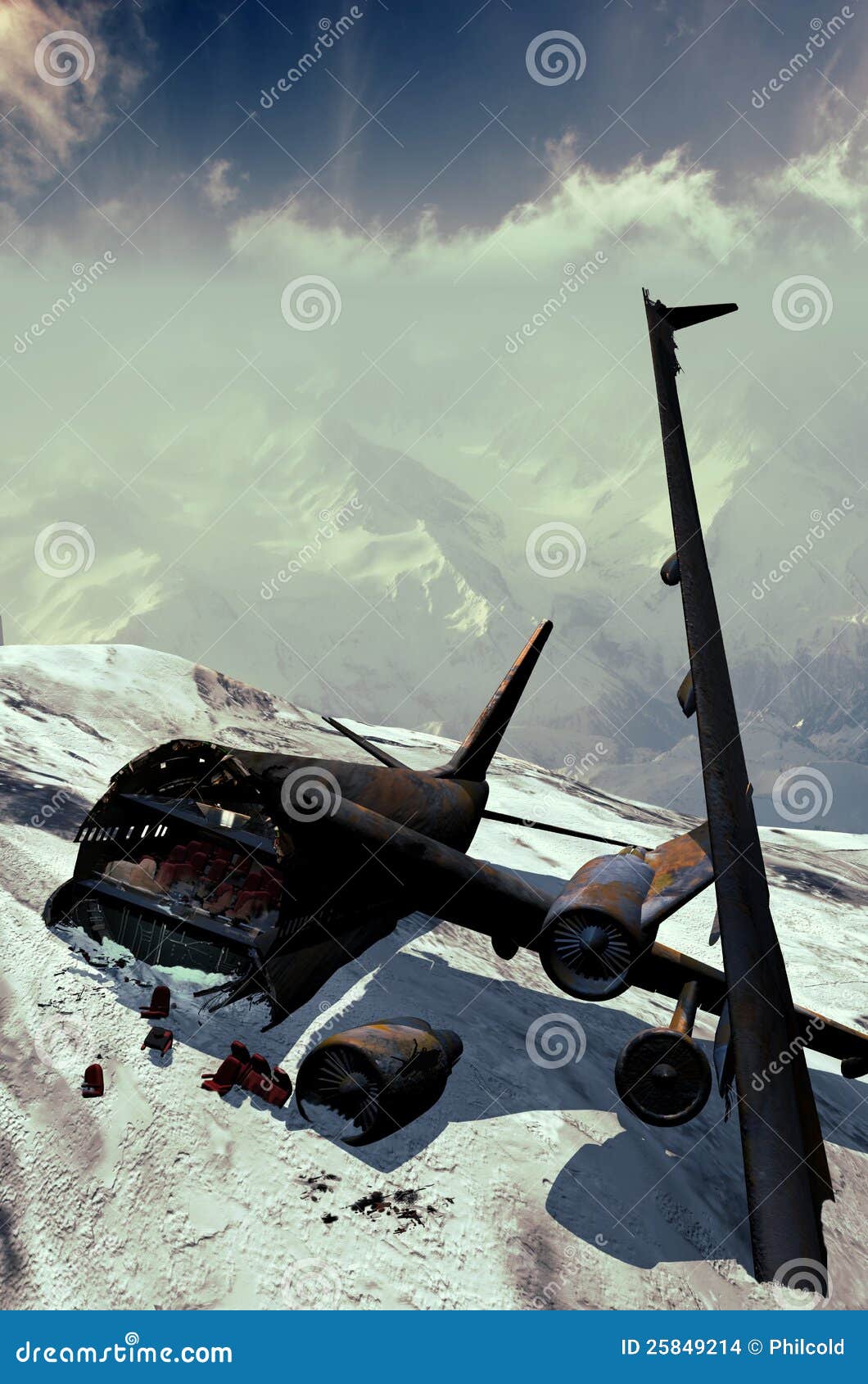 Mountain plane crash stock illustration. Illustration of crash - 25849214