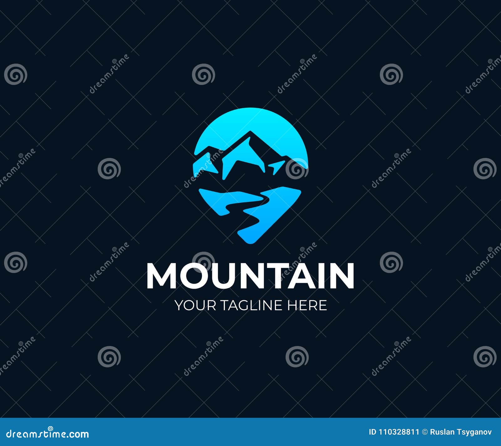 Mountain Point Logo Template. Mountain River and Pointer Vector Design ...