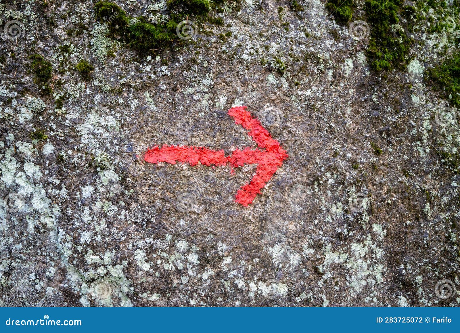 Mountain Pointer OnRed Arrow on a Stone Close-up, Direction Forward the ...