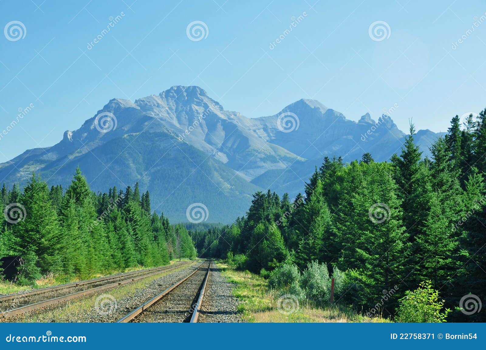 Mountain Rail Scene stock image. Image of park, banff - 22758371