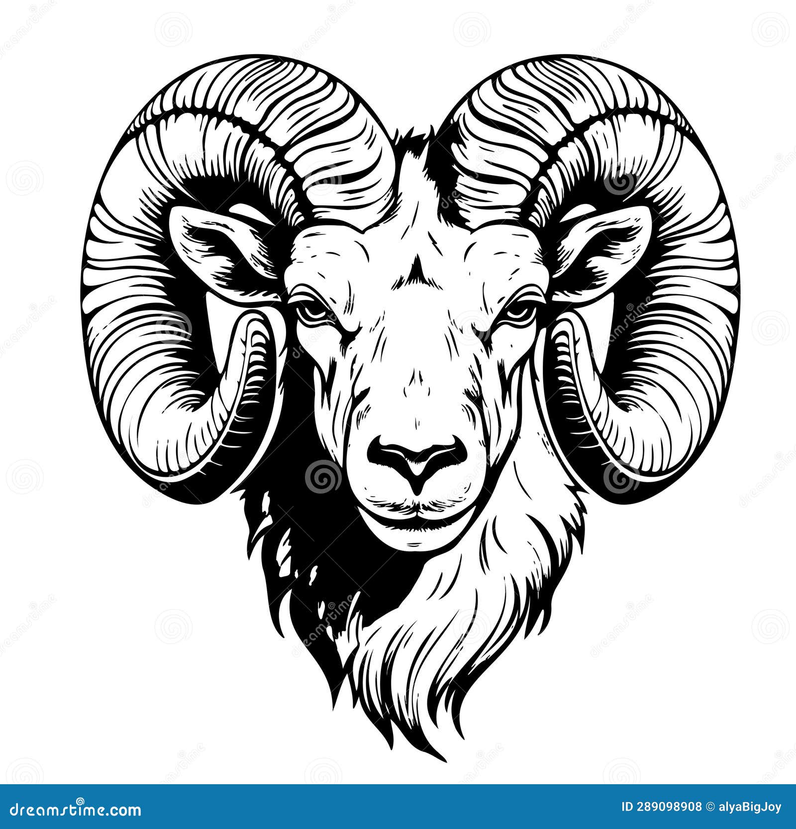 Mountain Ram Face Hand Drawn Sketch Vector Illustration Stock ...