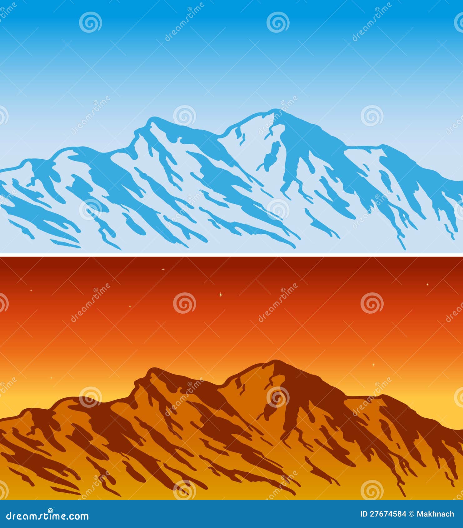 Mountain range stock vector. Illustration of sunset, view - 27674584