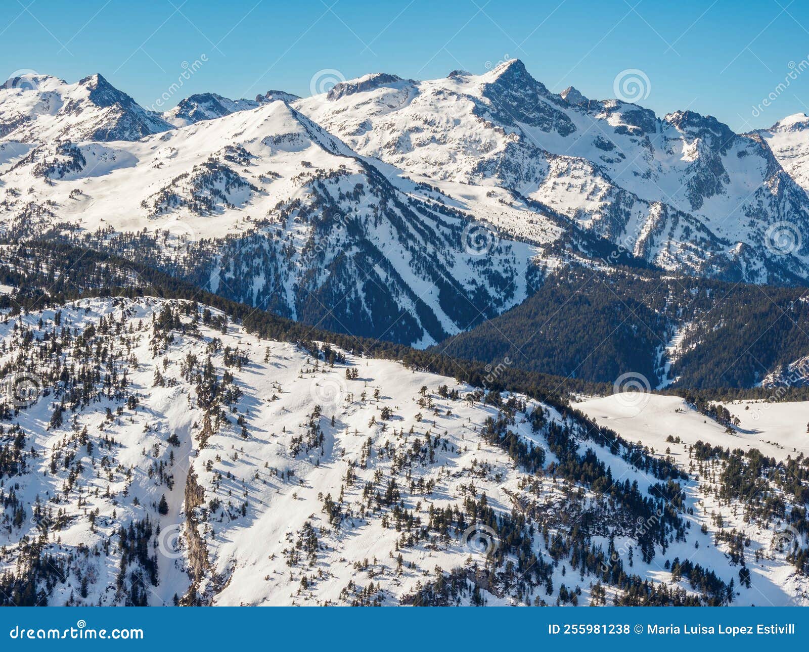 Mountain Range in Baqueira Ski Fields, Catalonia Stock Photo - Image of ...