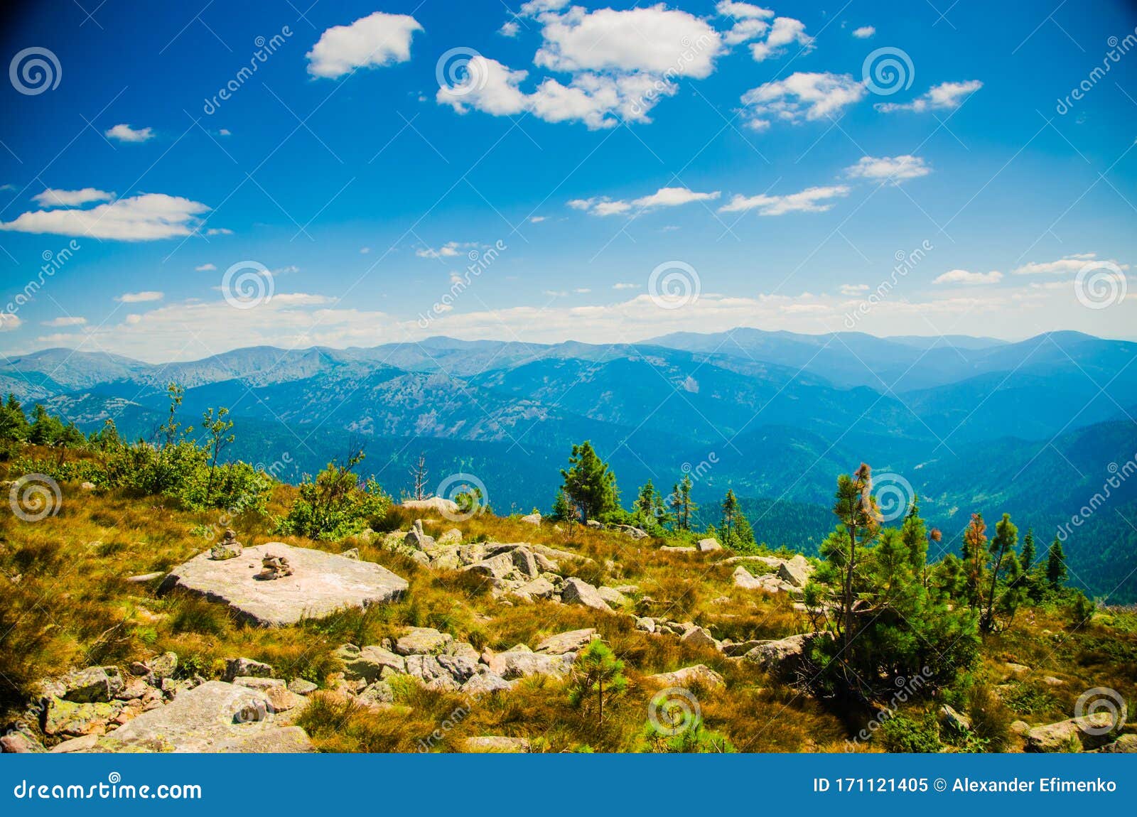Mountain Range. Big High Hills in Green Stock Image - Image of forest ...