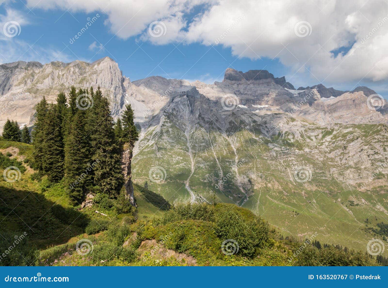 Mountain Range in Glarus Alps in Switzerland with Blue Sky Stock Image ...
