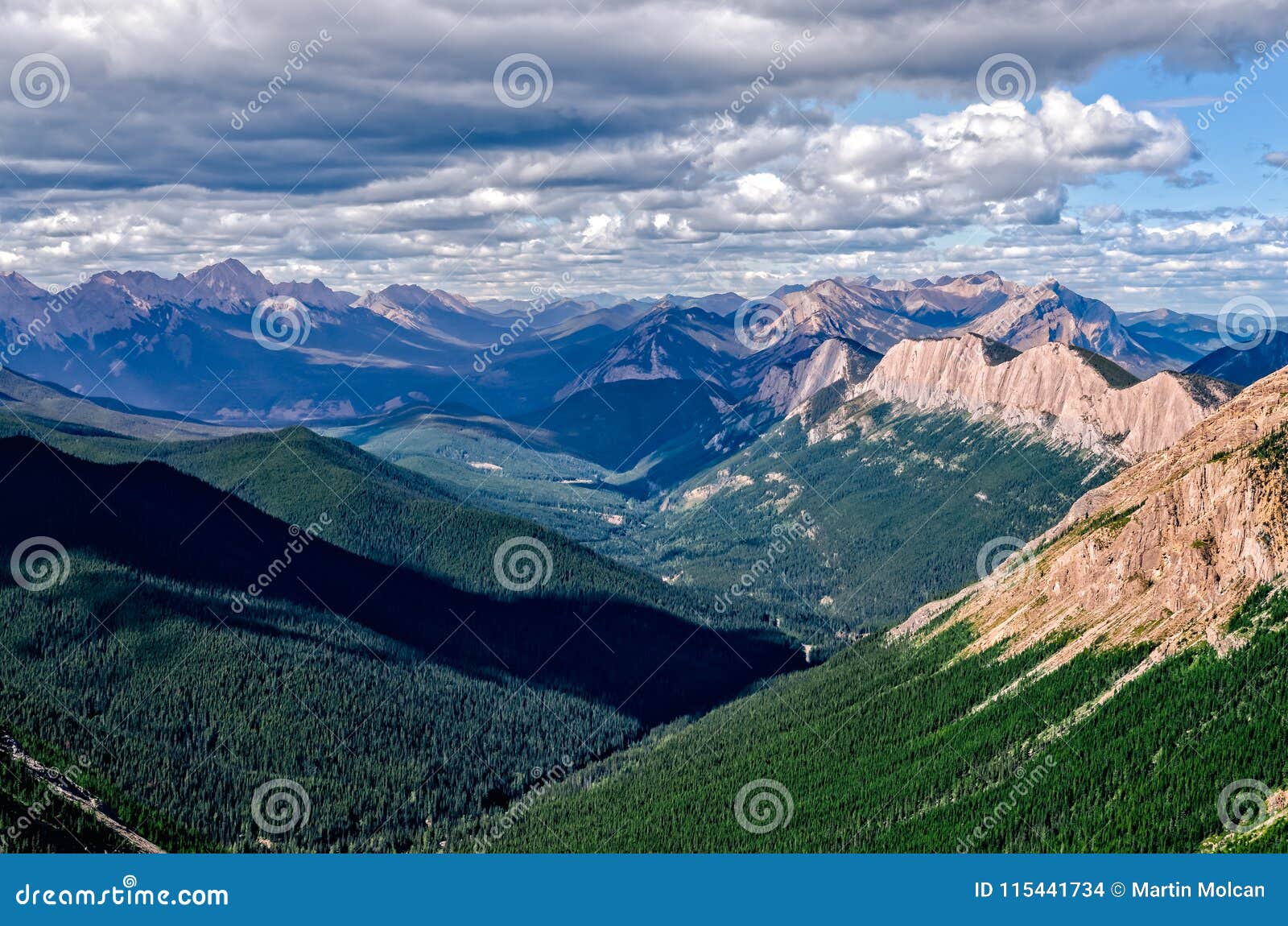 Mountain Range Landscape View in Jasper NP, Canada Stock Photo - Image ...