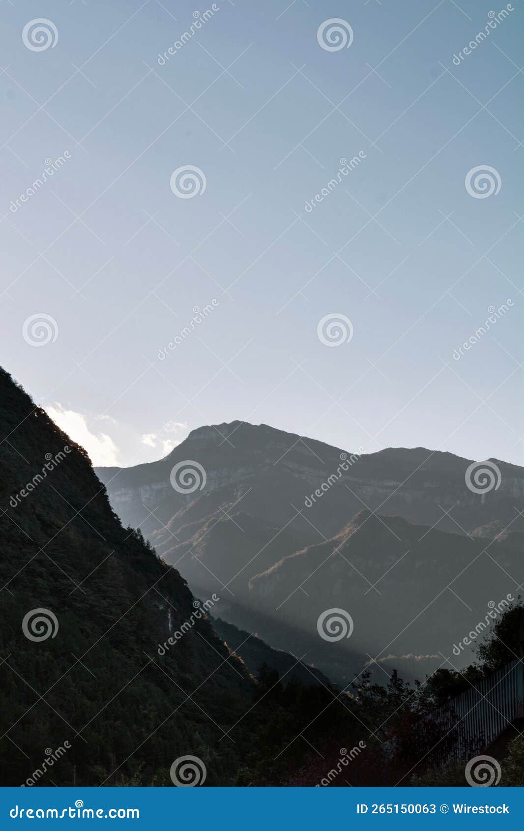 Mountain Range with Layers and Sunlight at Sunset, Vertical Stock Image ...