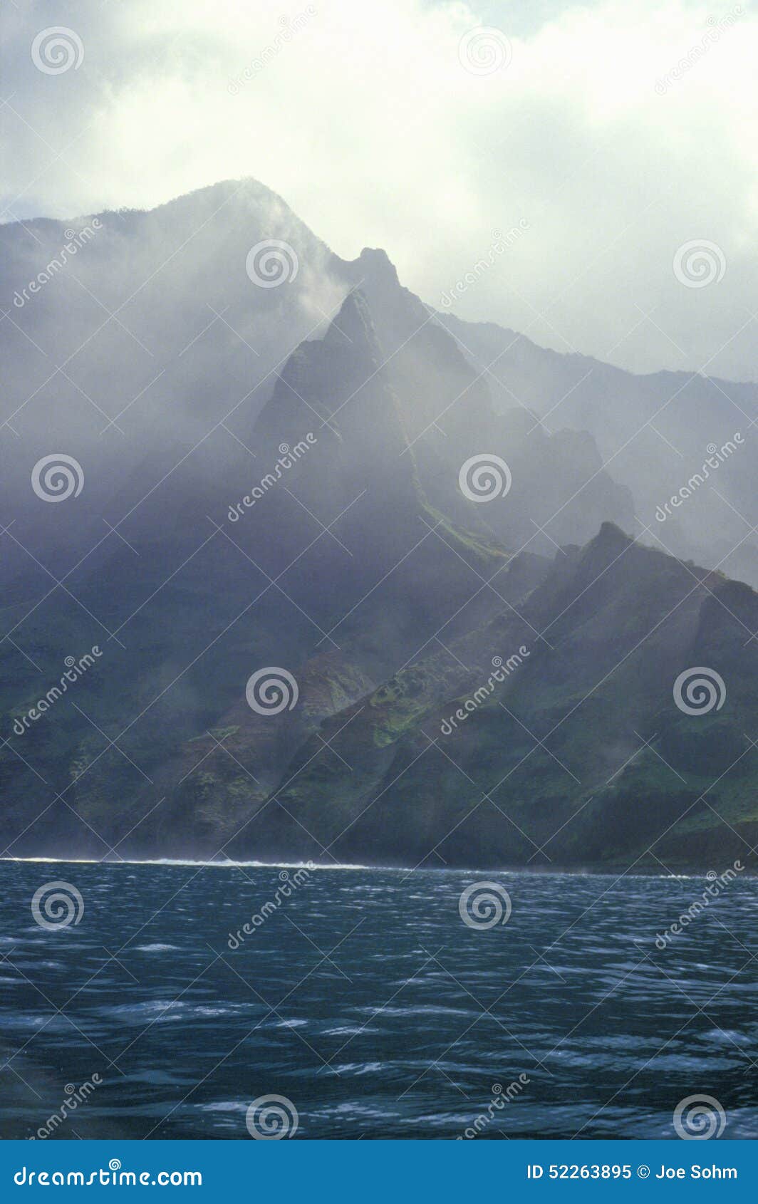 Mountain Range by the Pacific Ocean, Kauai, Hawaii Stock Image - Image ...