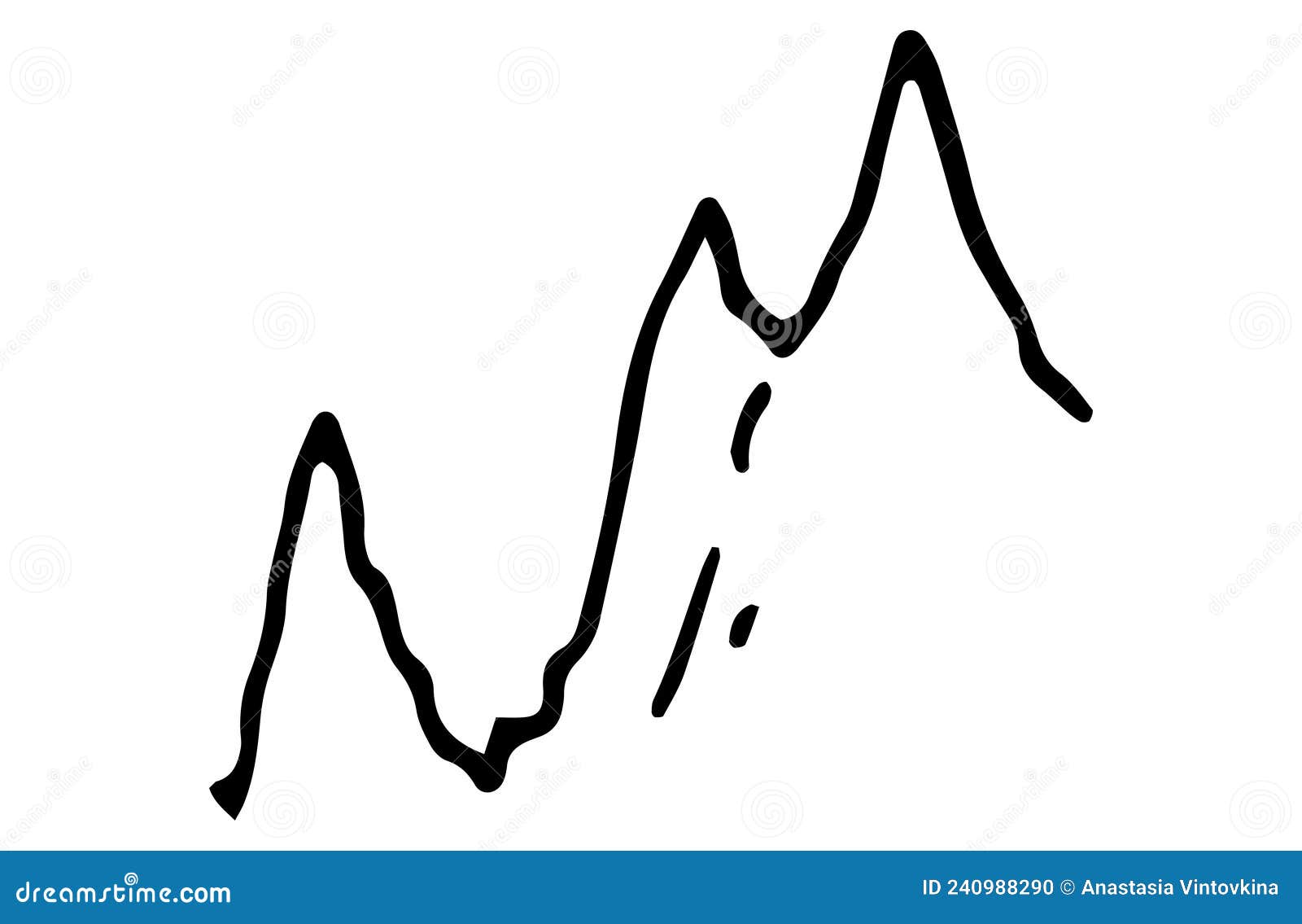 Mountain Range. Rocks with Sharp Peaks, Hand-drawn in Black Isolated ...