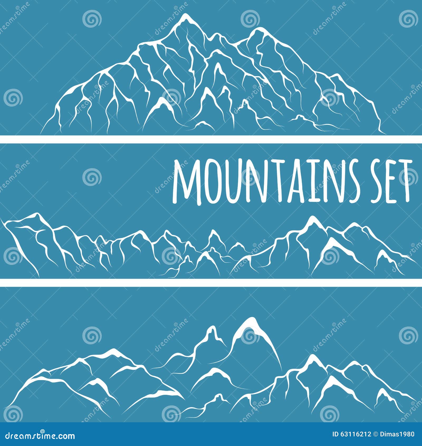 Mountain range set stock illustration. Illustration of graphic - 63116212