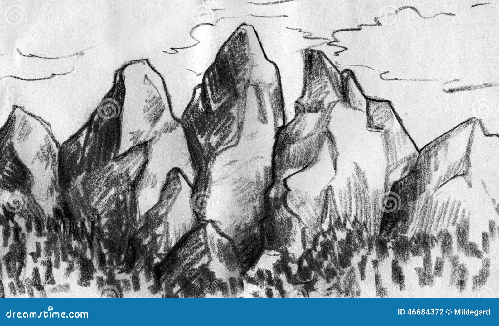 Mountain range sketch stock illustration. Illustration of landscapes ...