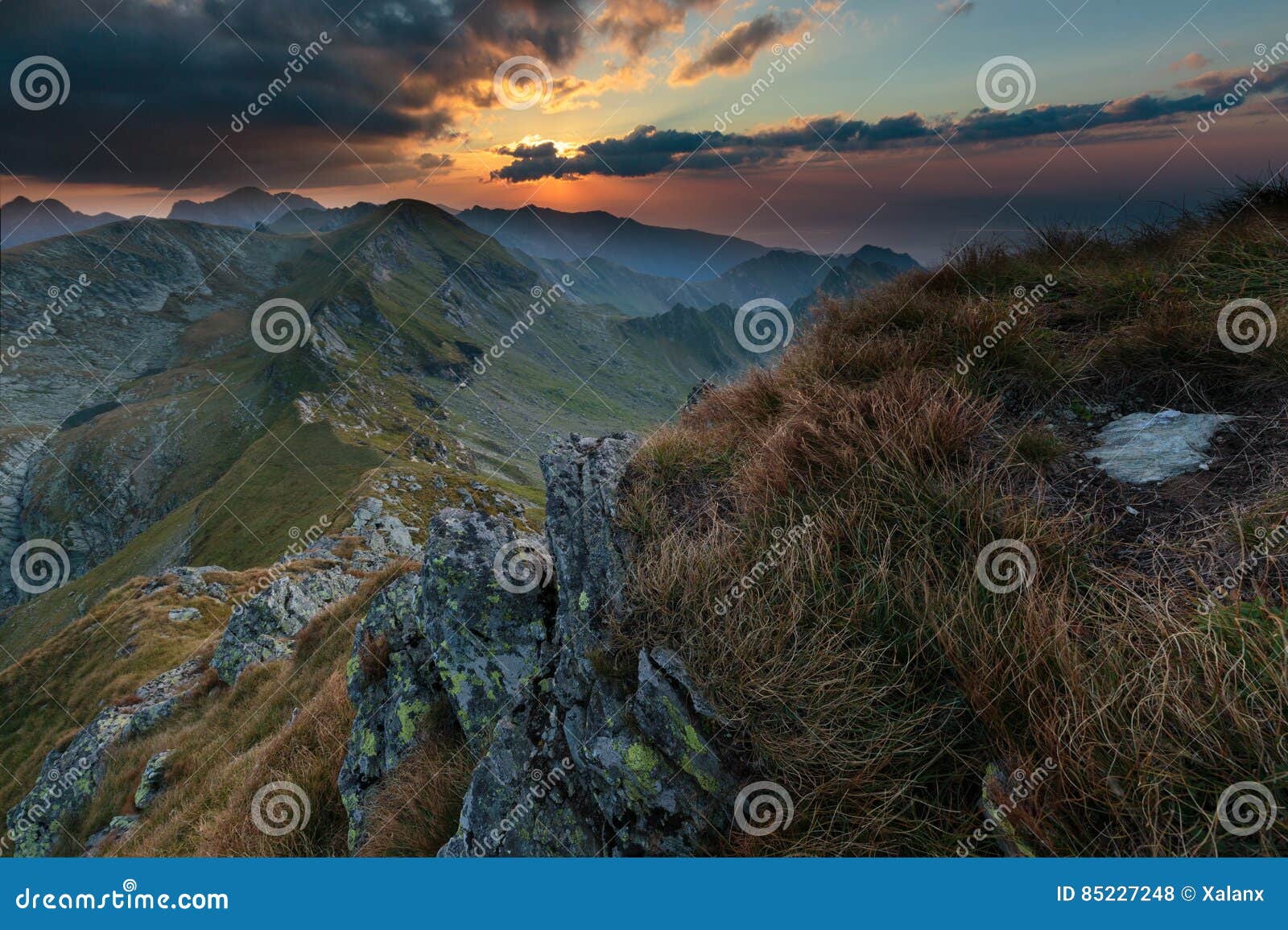 Mountain range at sunset stock photo. Image of autumn - 85227248