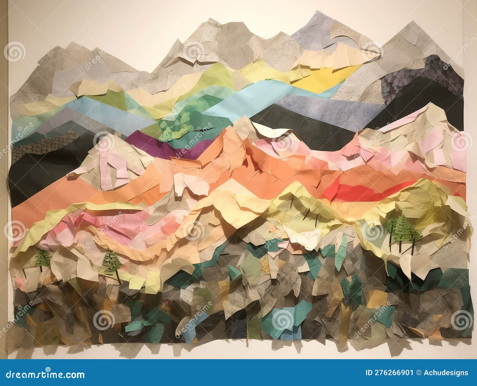 A Mountain Range with Torn Paper Layers Stock Illustration ...