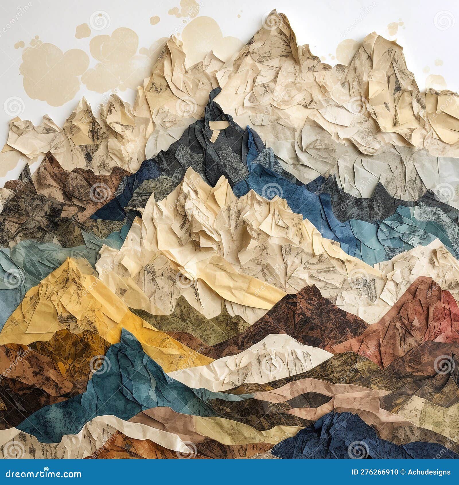A Mountain Range with Torn Paper Layers Stock Illustration ...
