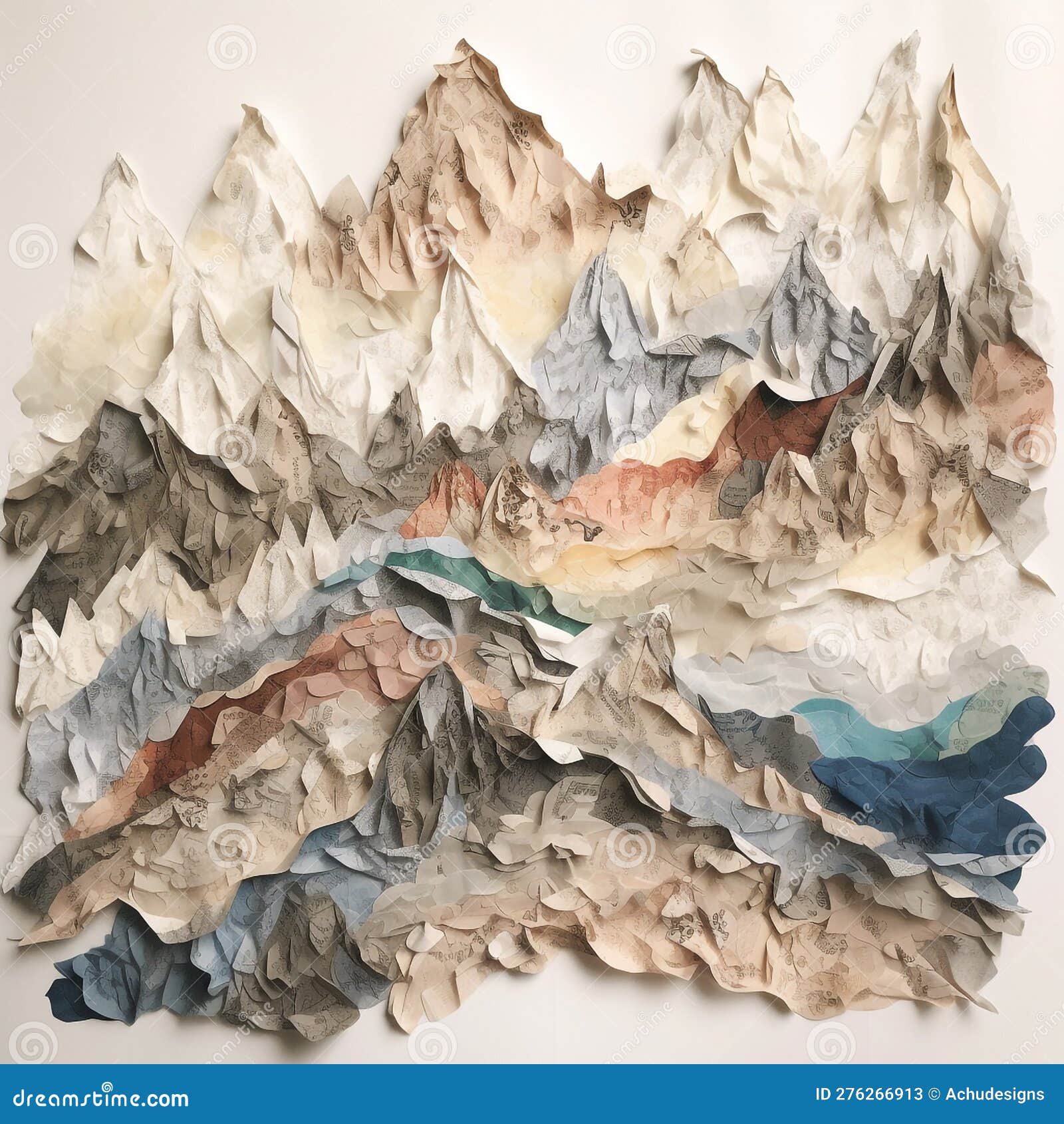 A Mountain Range with Torn Paper Layers Stock Illustration ...