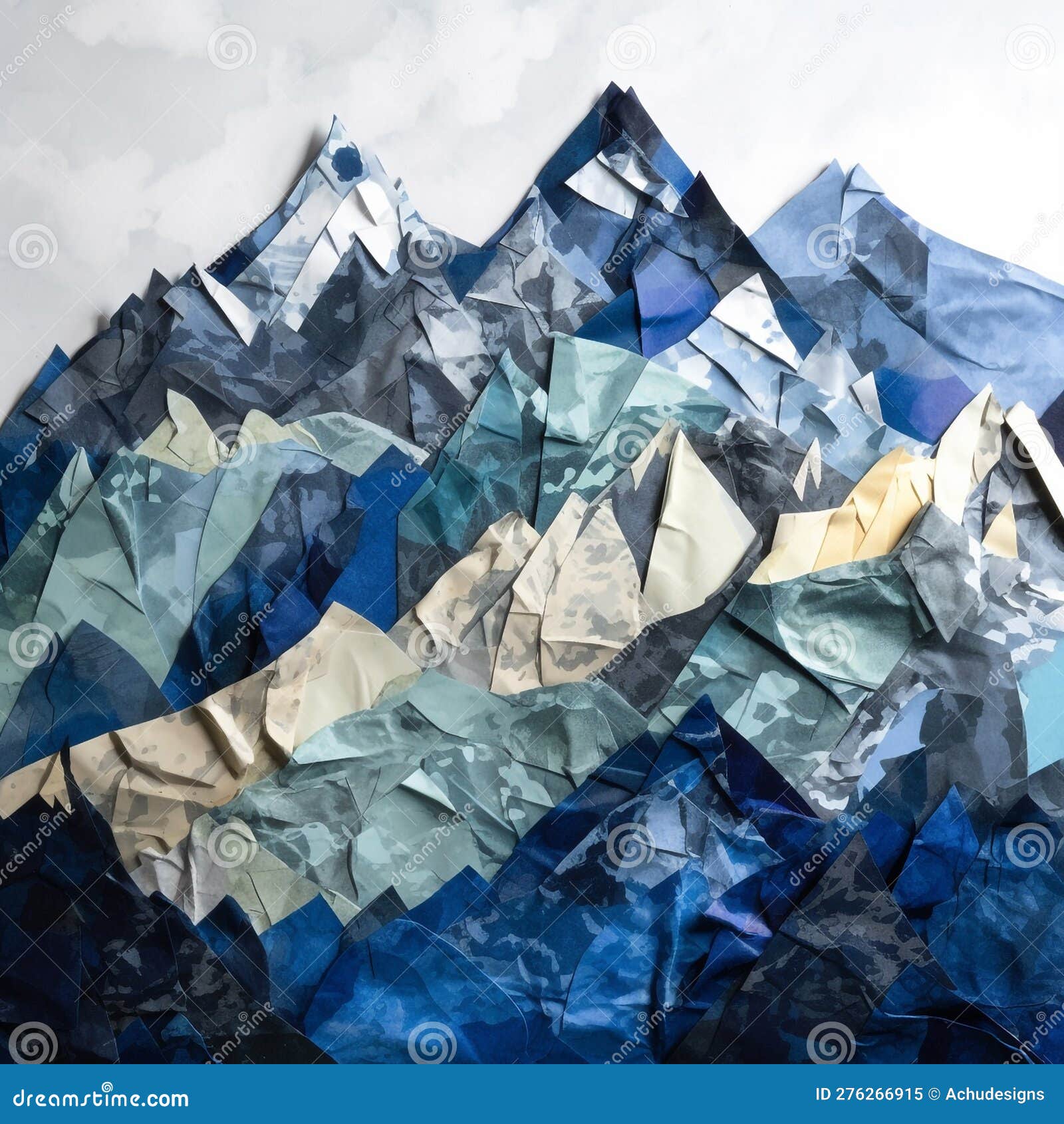 A Mountain Range with Torn Paper Layers Stock Illustration ...