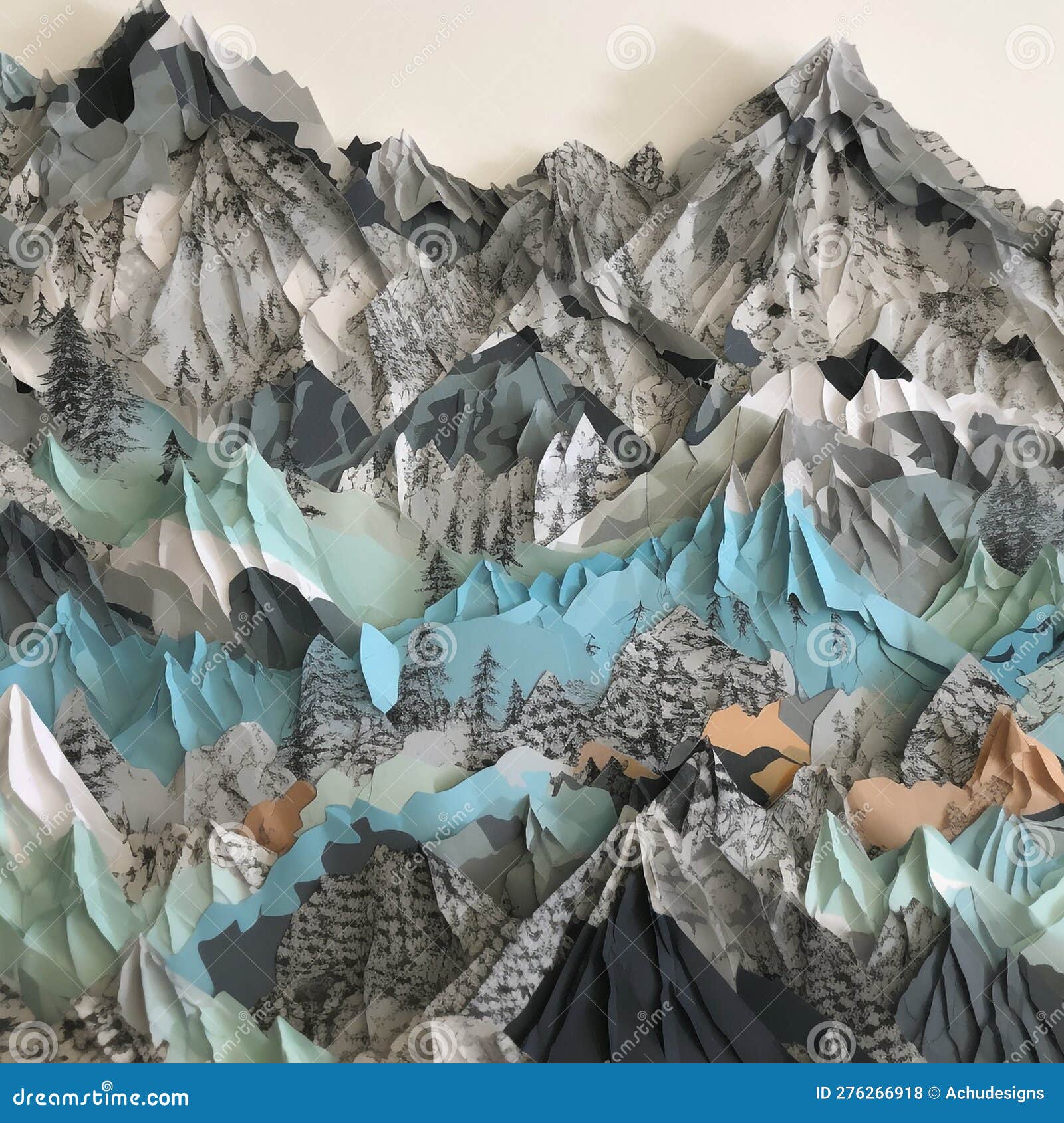 A Mountain Range with Torn Paper Layers Stock Illustration ...