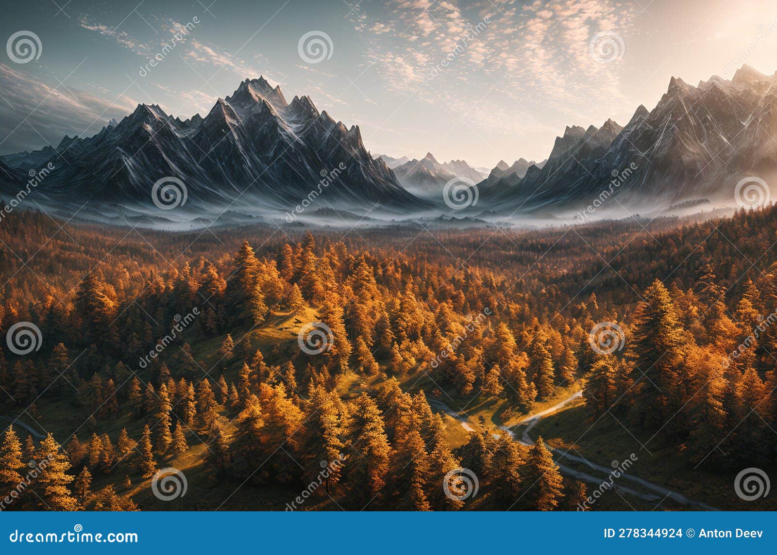 Mountain Range with Trees and Grass and a Cloudy Sky. Generative AI ...