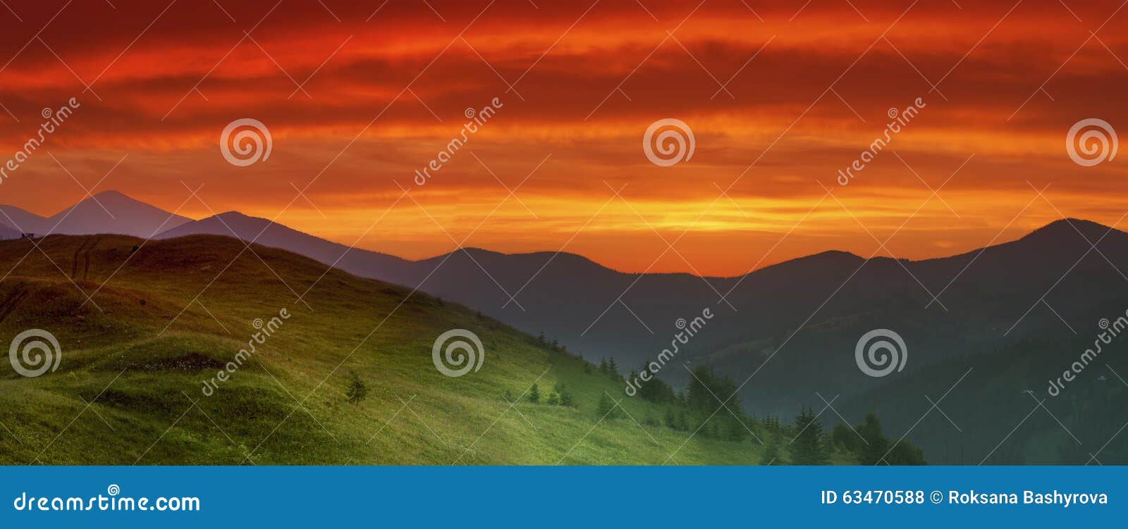 Mountain red sunset stock photo. Image of orange, dramatic - 63470588
