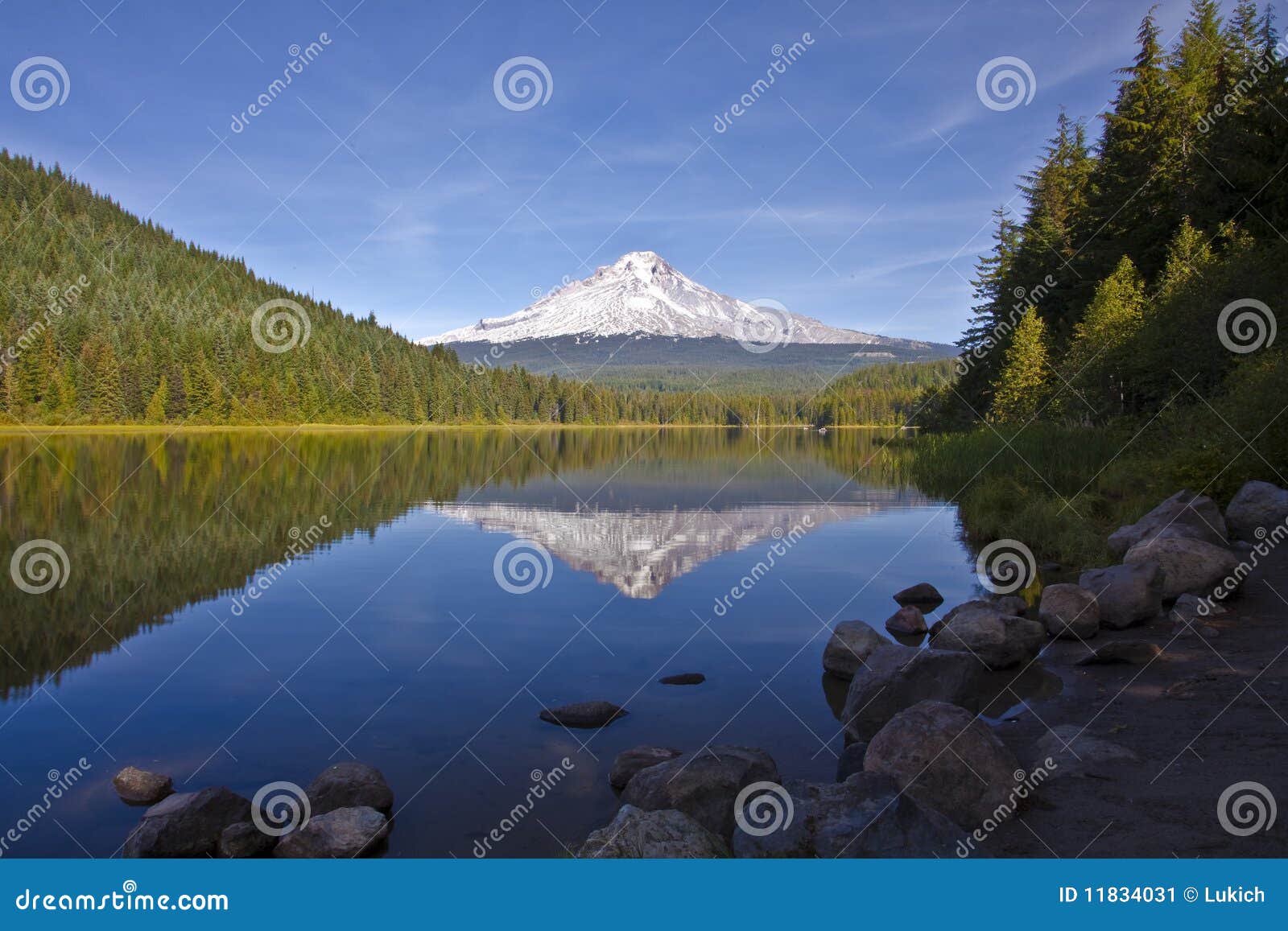 Mountain Reflection in Lake Stock Image - Image of blue, forest: 11834031