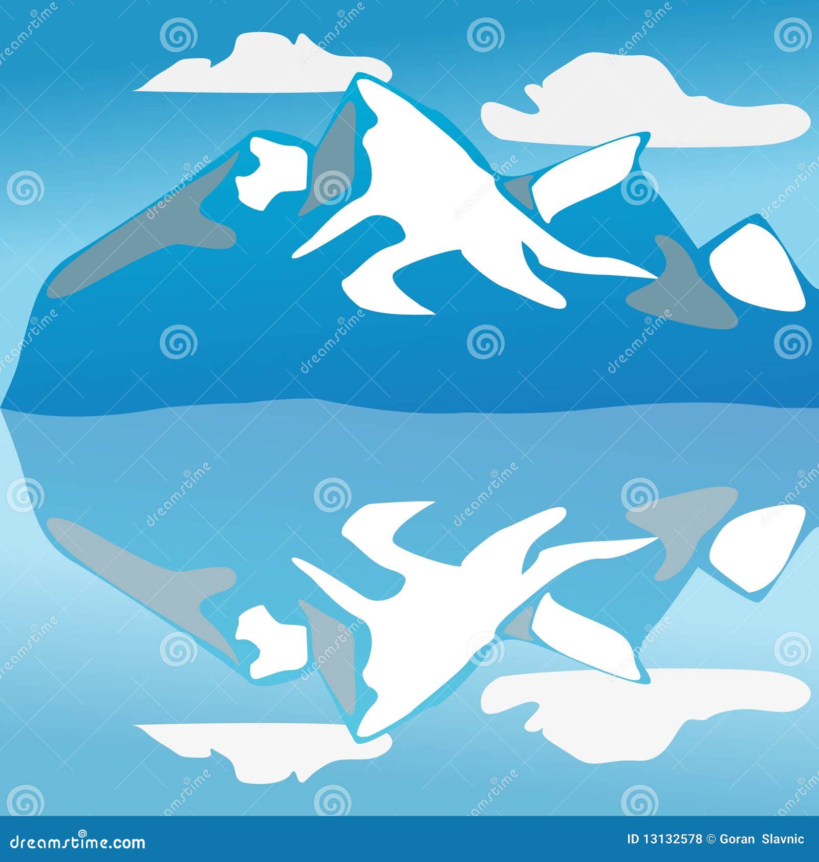 Mountain Reflection on the Water Stock Vector - Illustration of snow ...