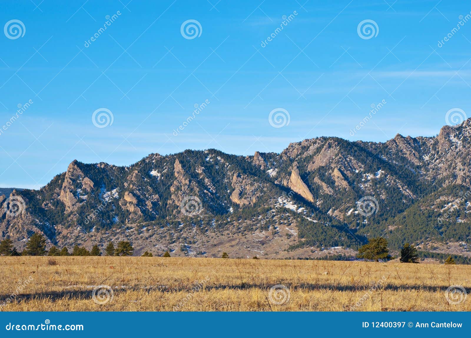 Mountain Ridge Above a Grassy Plain Stock Image - Image of bright ...