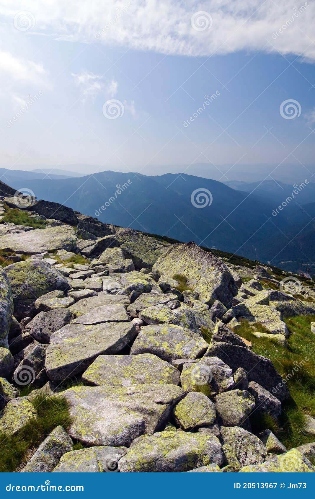 Mountain Ridge and Blue Sky with Clouds Stock Image - Image of path ...