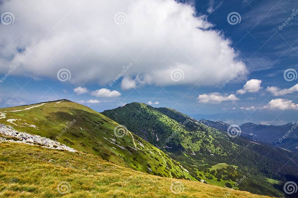 Mountain Ridge and Blue Sky with Clouds Stock Photo - Image of tourism ...