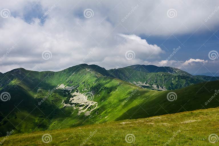 Mountain Ridge and Blue Sky with Clouds Stock Image - Image of summer ...
