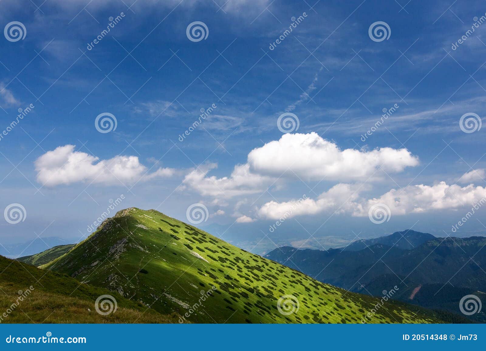 Mountain Ridge and Blue Sky with Clouds Stock Photo - Image of road ...