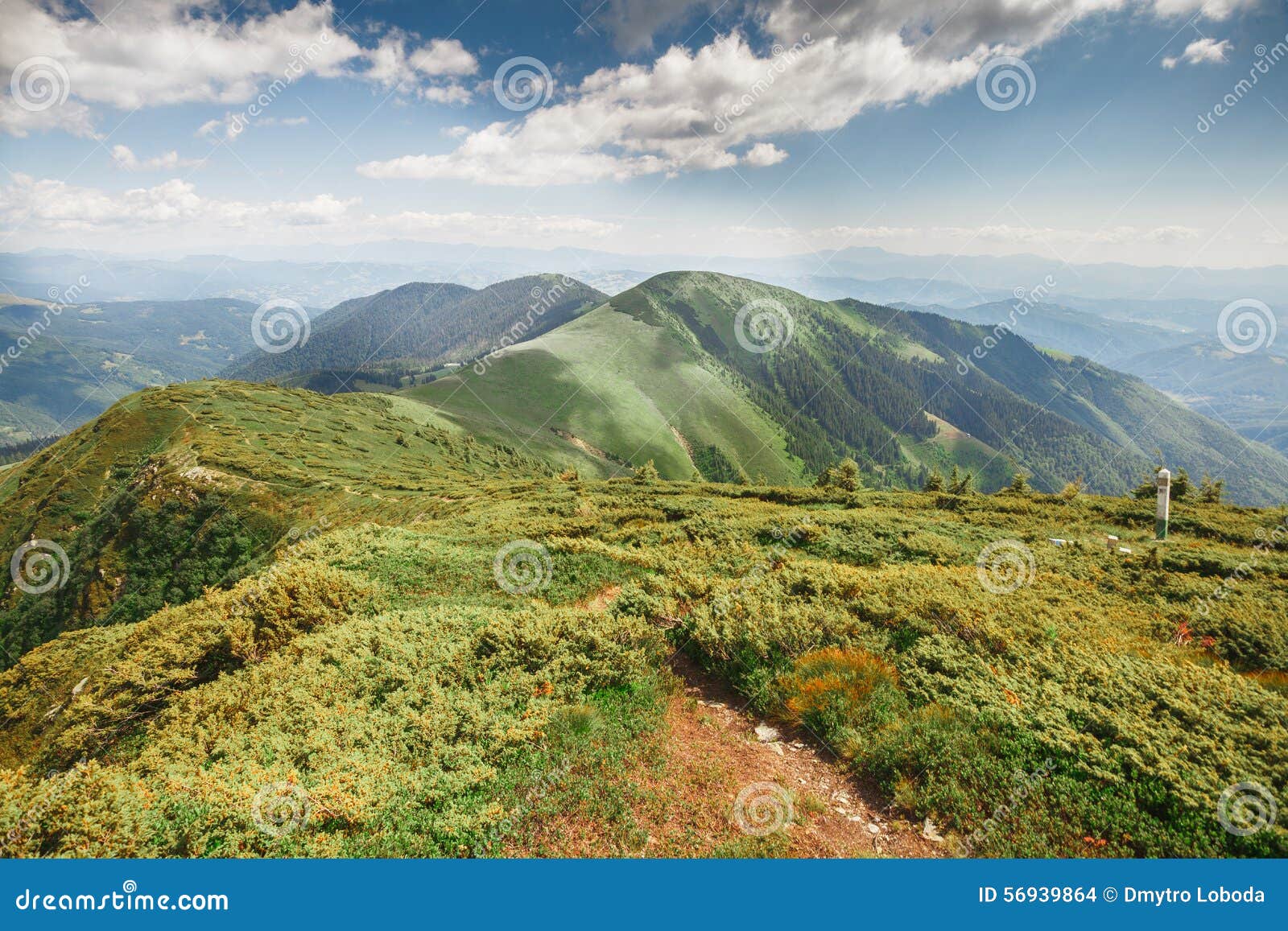 Mountain Ridge Covered with Green Grass Stock Photo - Image of cloudy ...