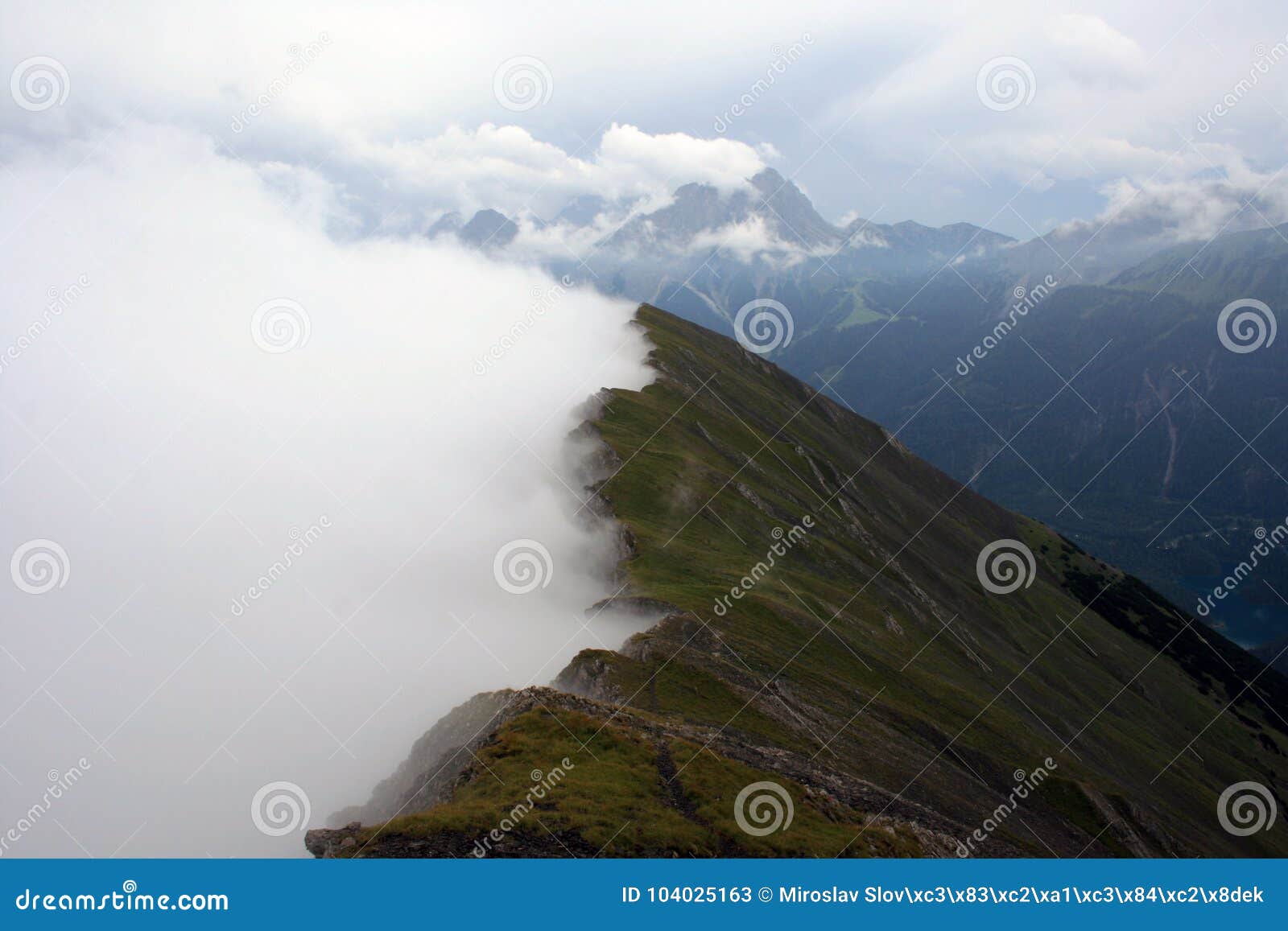 Mountain ridge in fog stock image. Image of rocky, highlands - 104025163