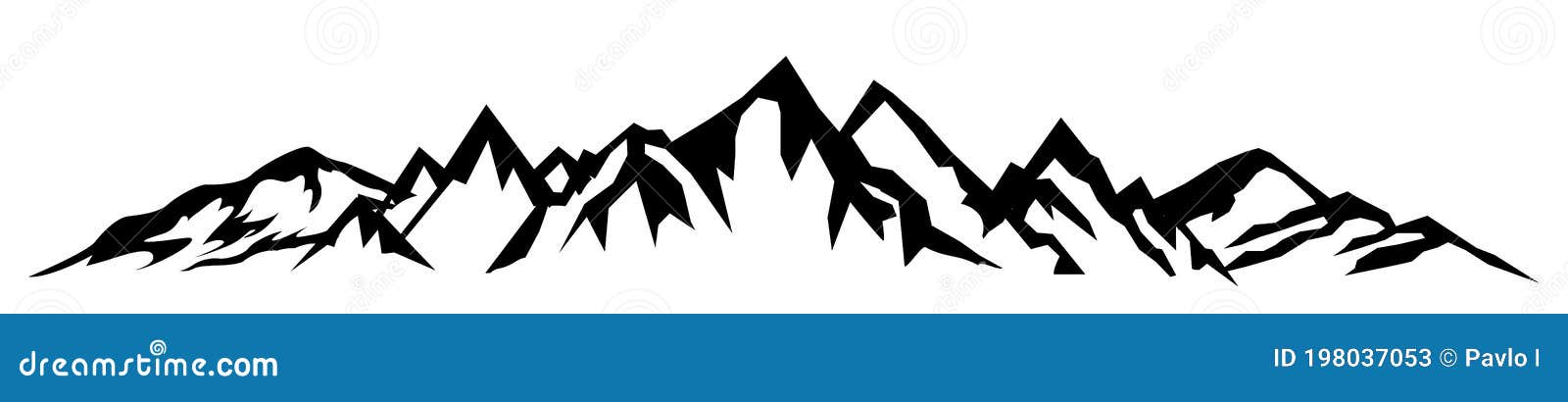 Mountain Ridge with Many Peaks Silhouette - Vector Stock Vector ...