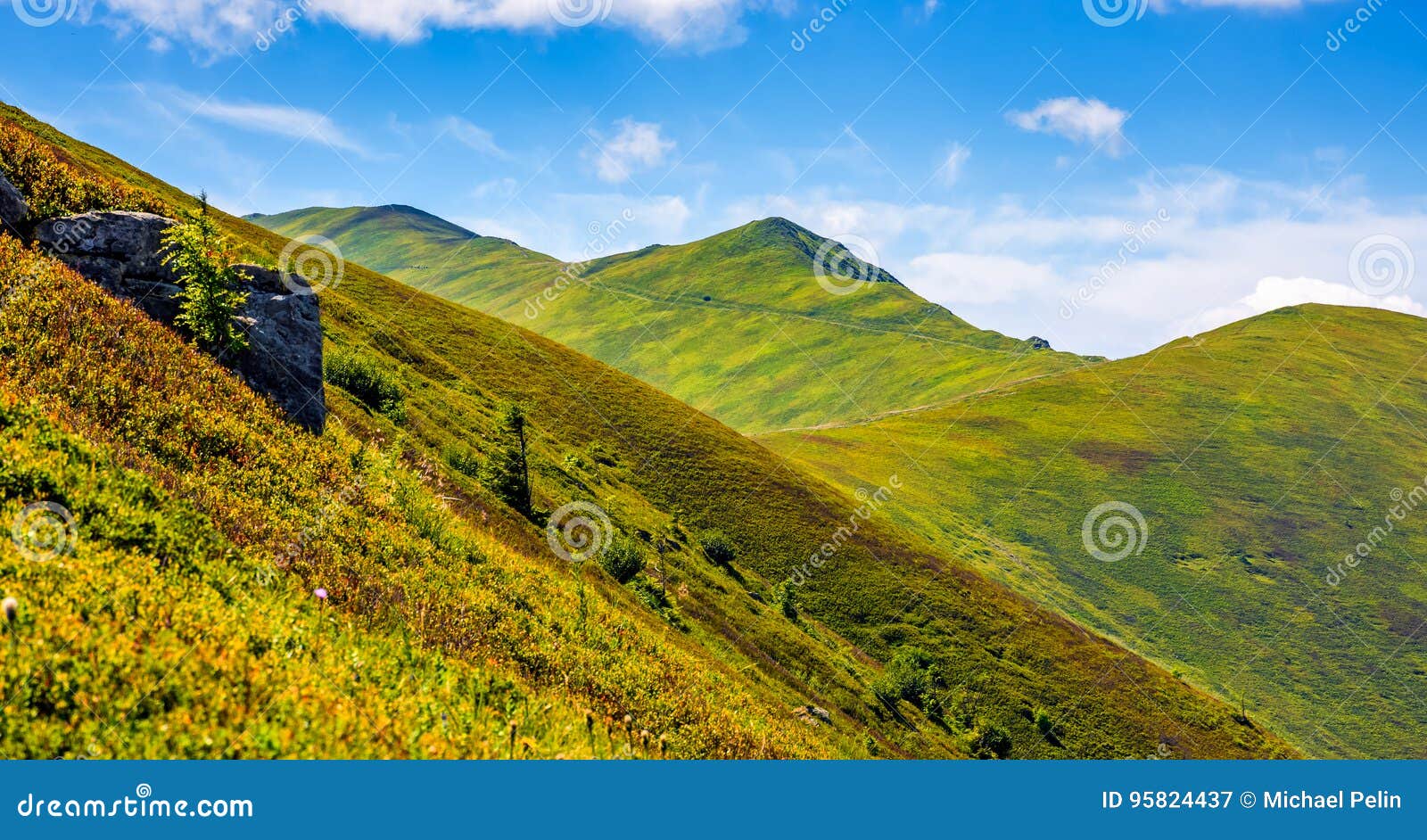 Mountain Ridge with Peak Behind the Hillside Stock Image - Image of ...