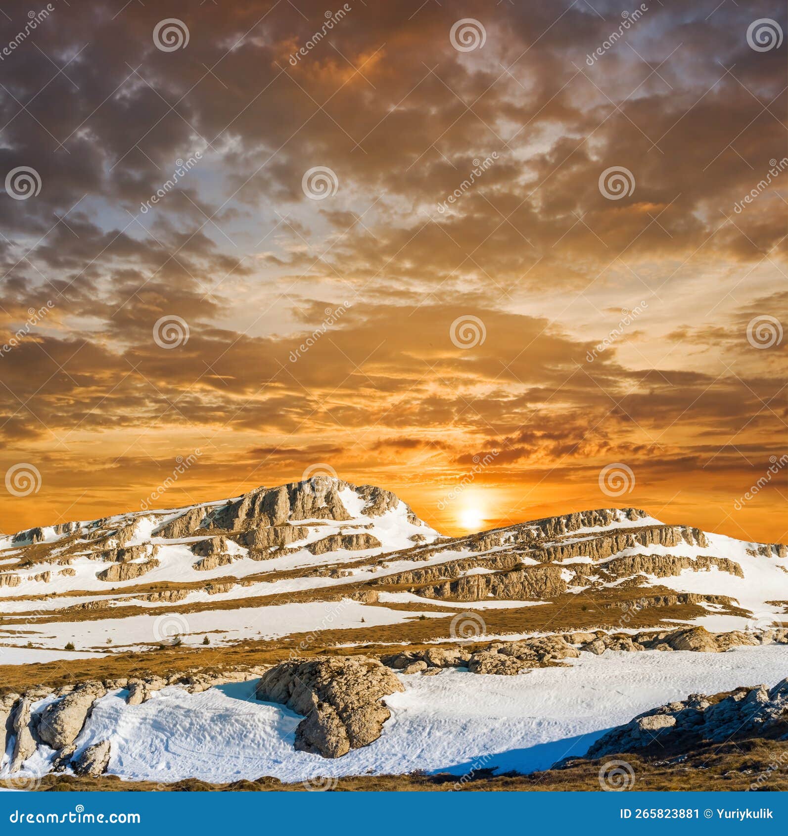 Mountain Ridge in Snow at the Sunset Stock Image - Image of snow ...