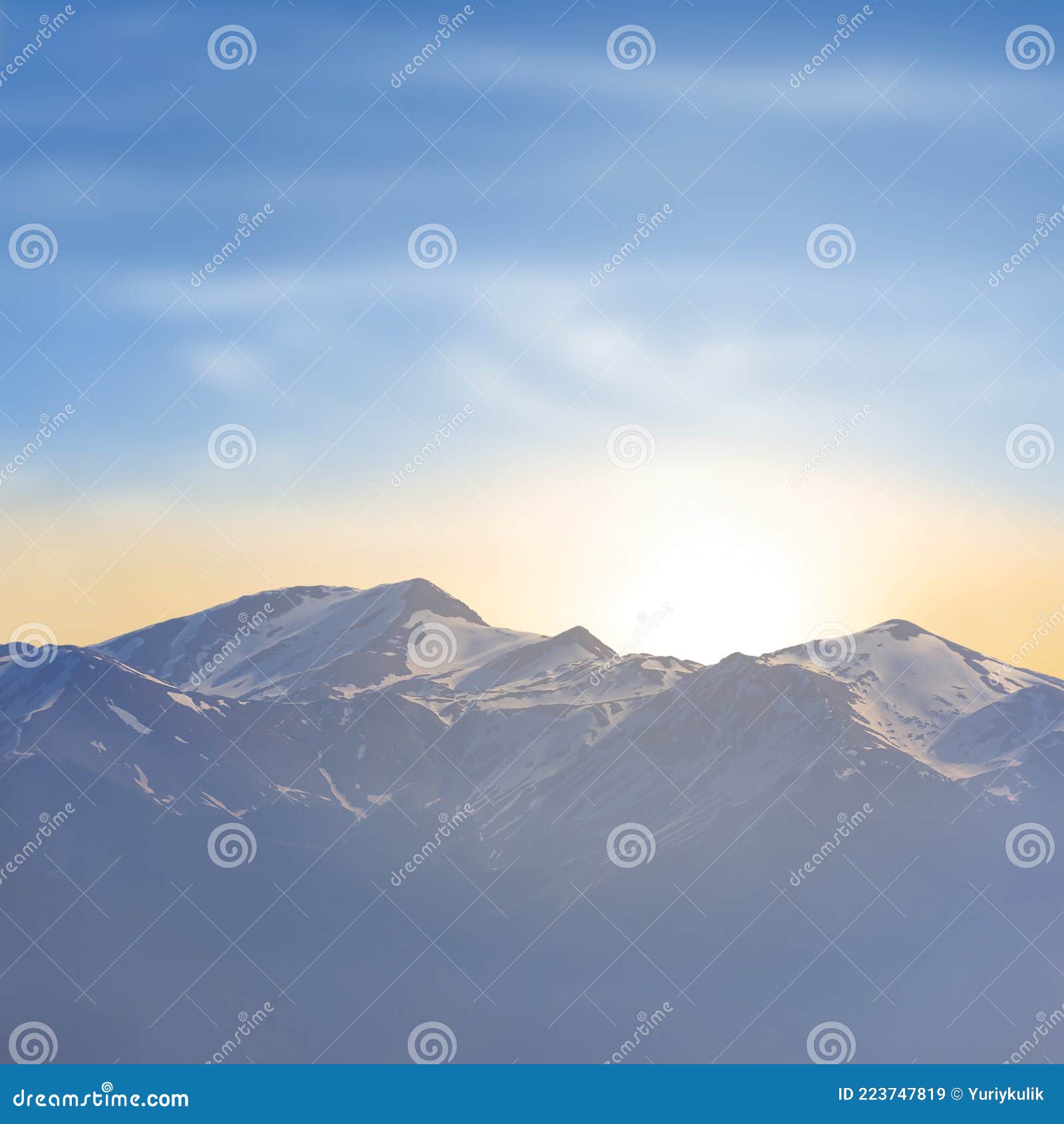 Mountain Ridge in Snow at the Sunset Stock Image - Image of slope ...