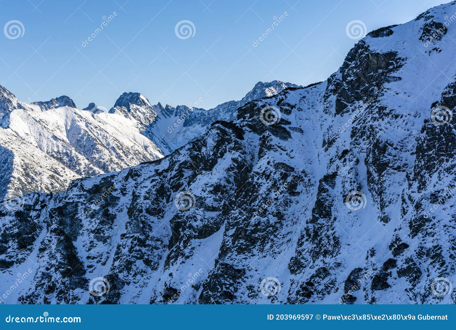 Mountain Ridges and Steep Slopes in Winter Scenery Stock Image - Image ...
