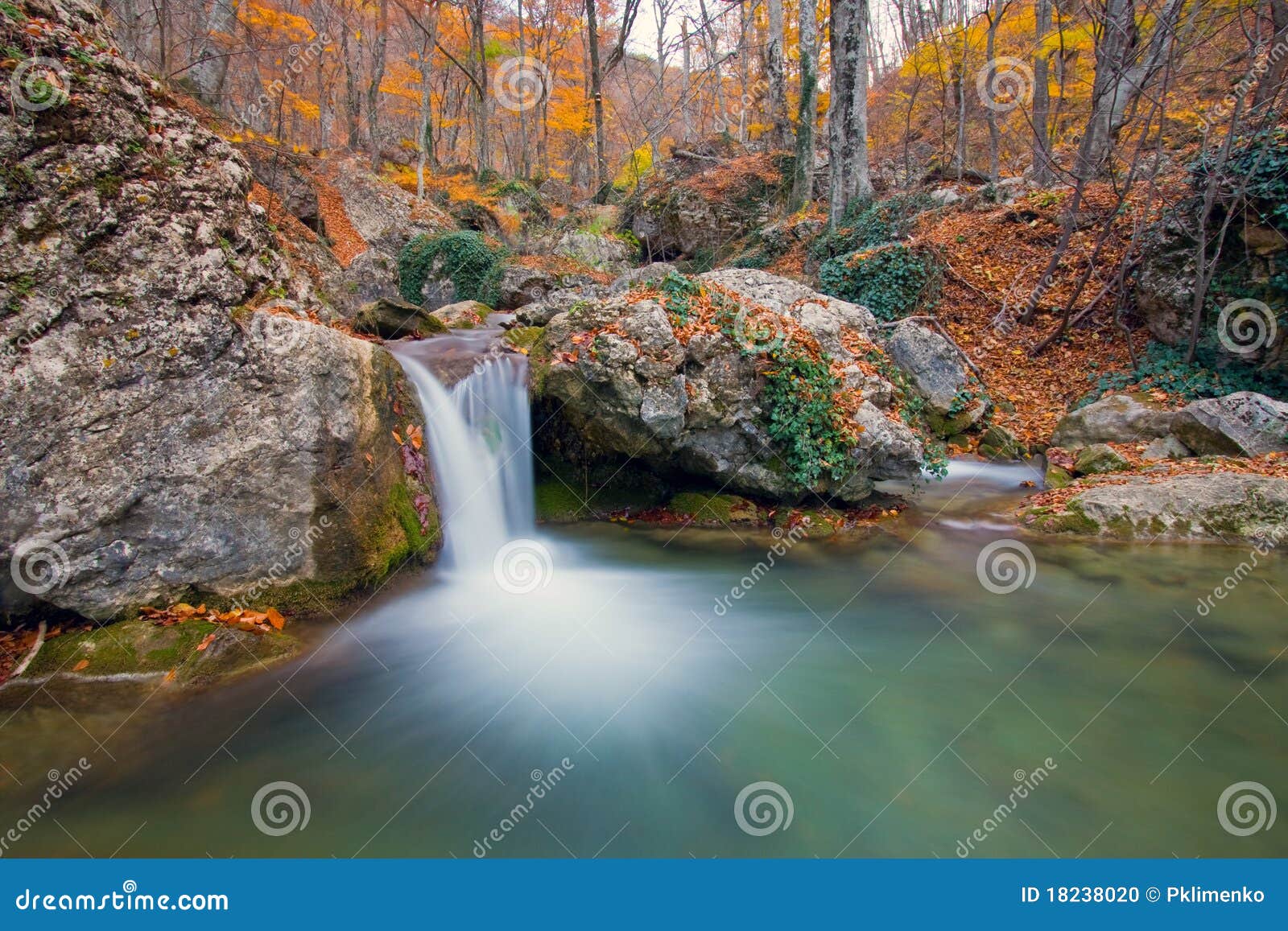 Mountain River in Autumn Forest Stock Photo - Image of flowing, fluid ...