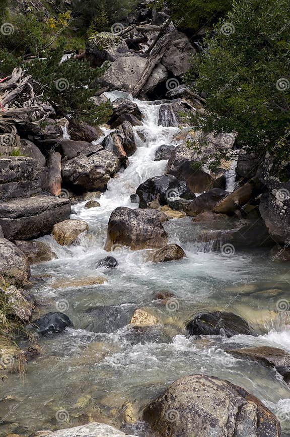 Mountain River, Big Rocks, Cascade Stock Photo - Image of stones ...