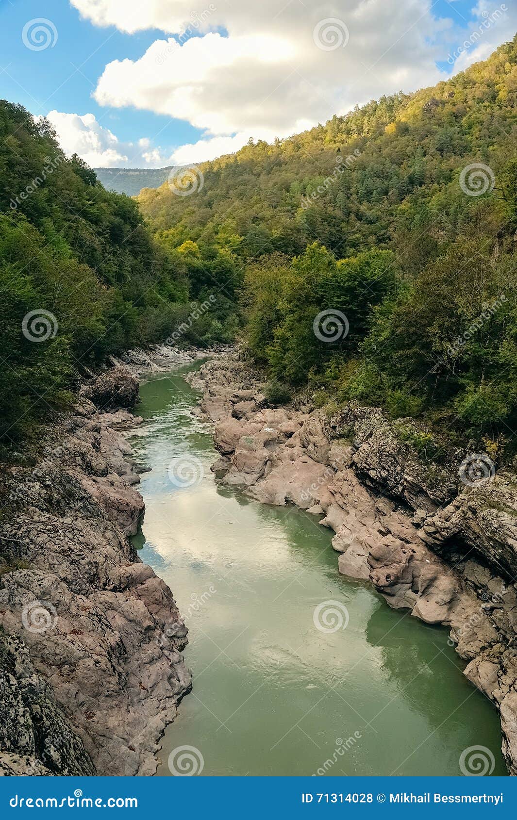 Mountain River at the Bottom of a Deep Gorge in the Mountains Stock ...
