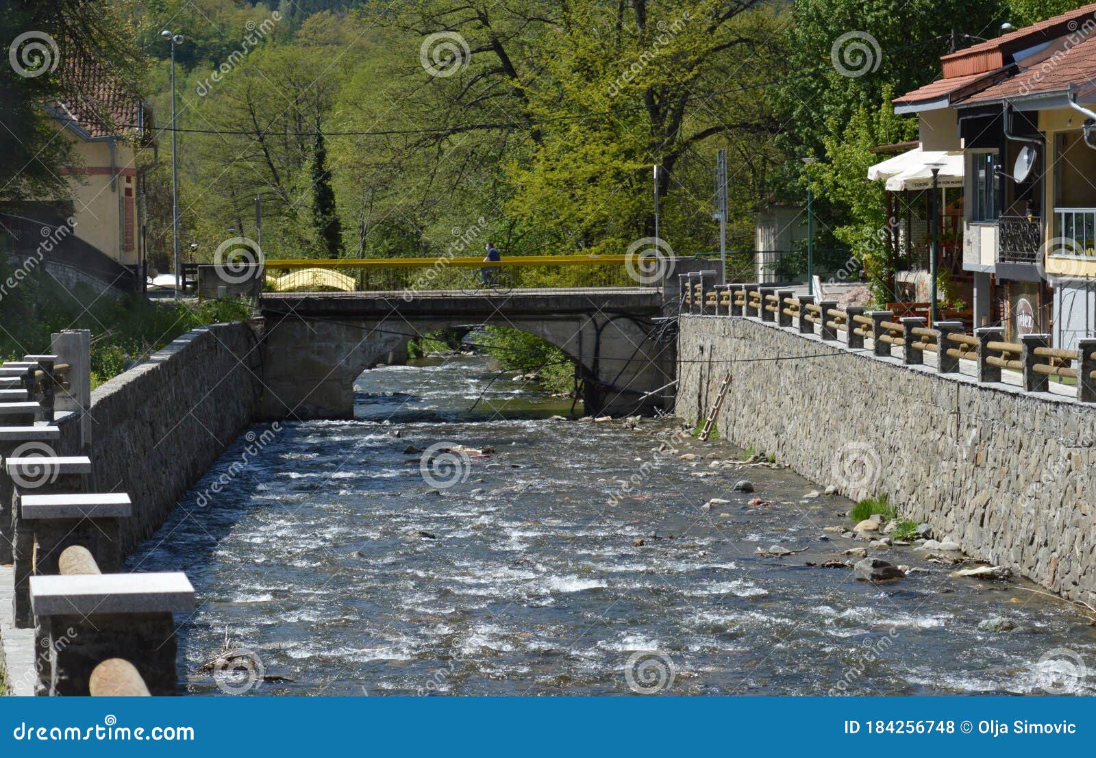 Mountain river and bridge stock photo. Image of outdoor - 184256748