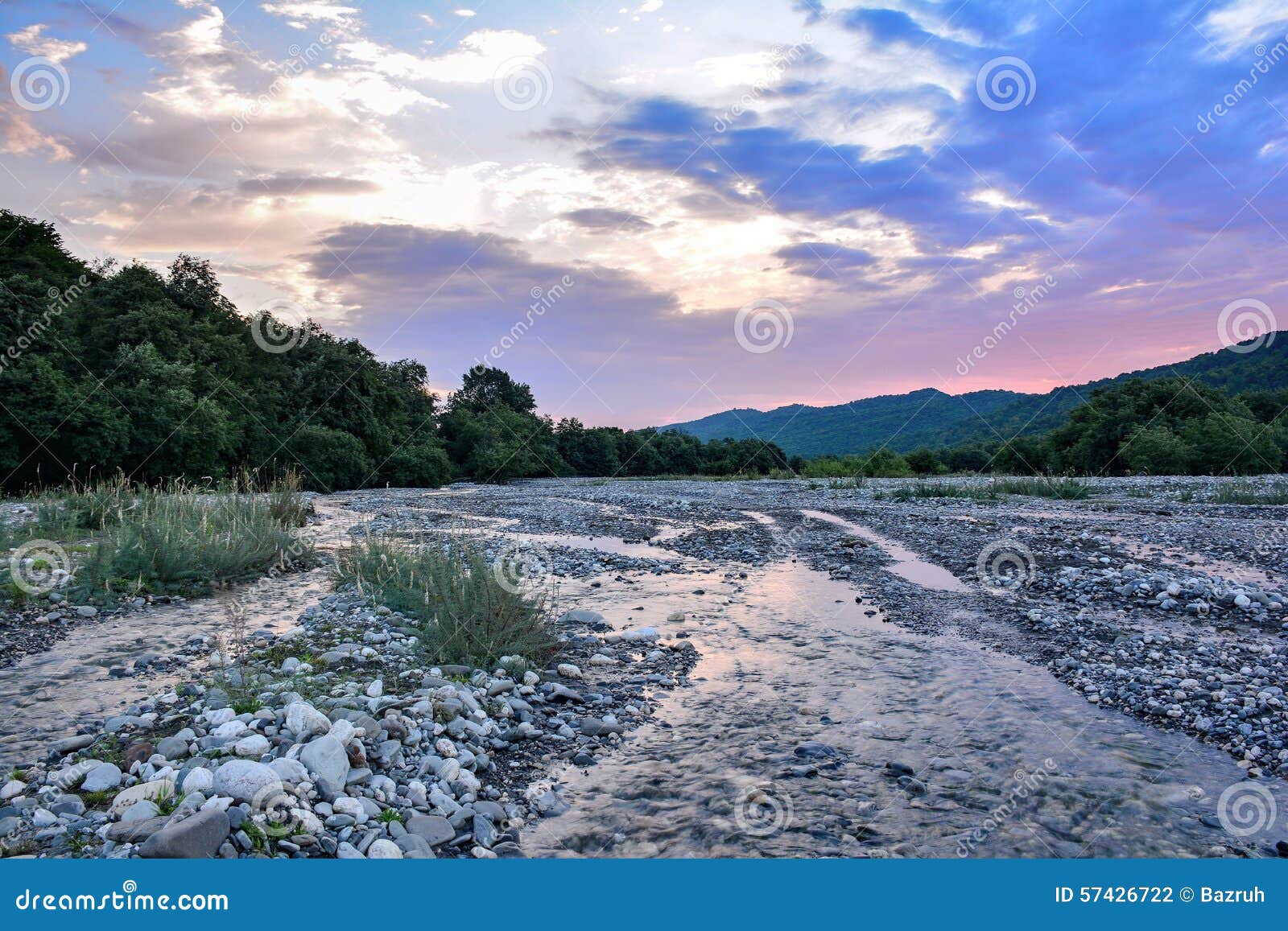 Mountain River, Early Morning Stock Photo - Image of motion, forest ...