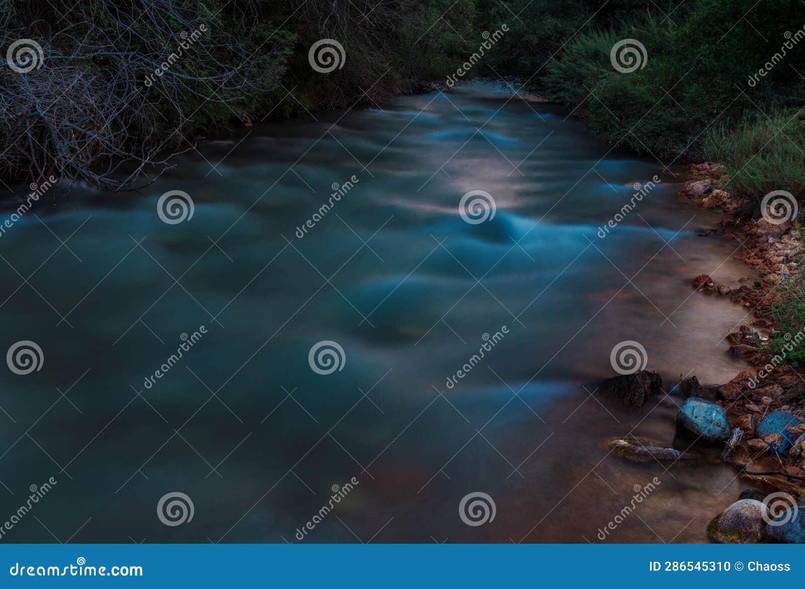 Mountain River in the Evening, Blurred Motion Stock Photo - Image of ...